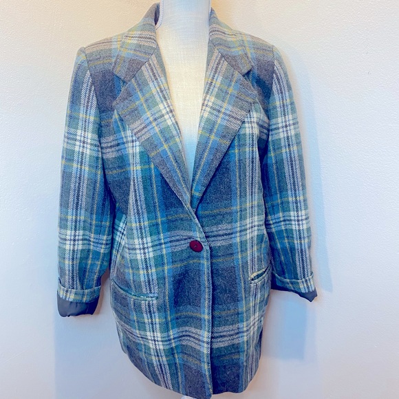 Savannah | Jackets & Coats | Savannah Muted Green Plaid Blazer | Poshmark
